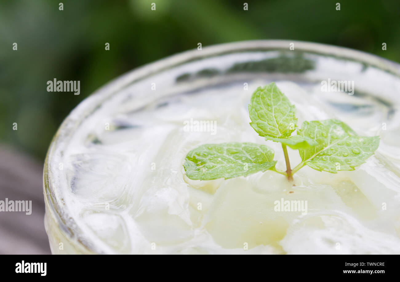 Cold Green Tea Milk Beverage or Cold Drinks Close-Up Right Frame. Green ...