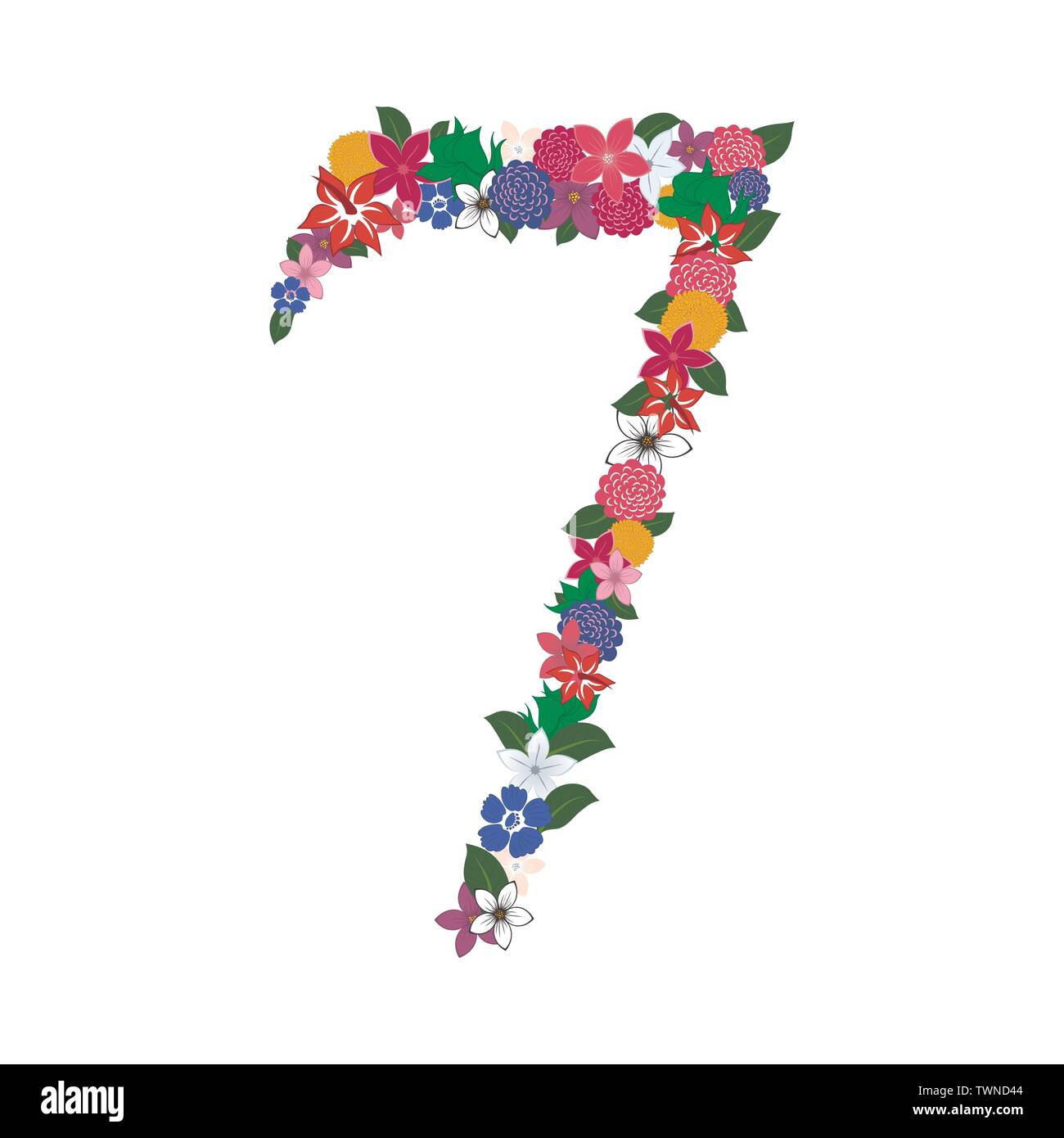 Floral numeral for using in web and print design. Vector illustration ...