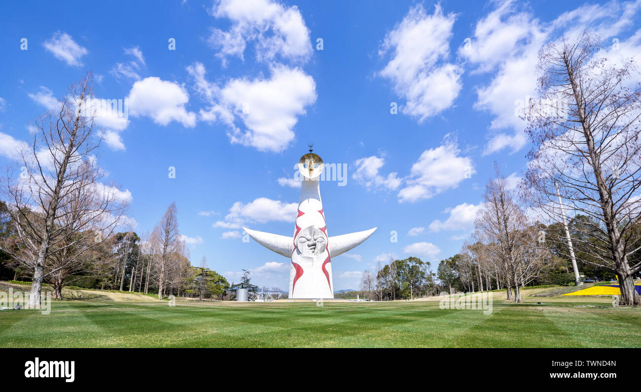 Osaka, Japan - March. 26, 2019: Majestic Tower of the Sun, Taiyo No To ...