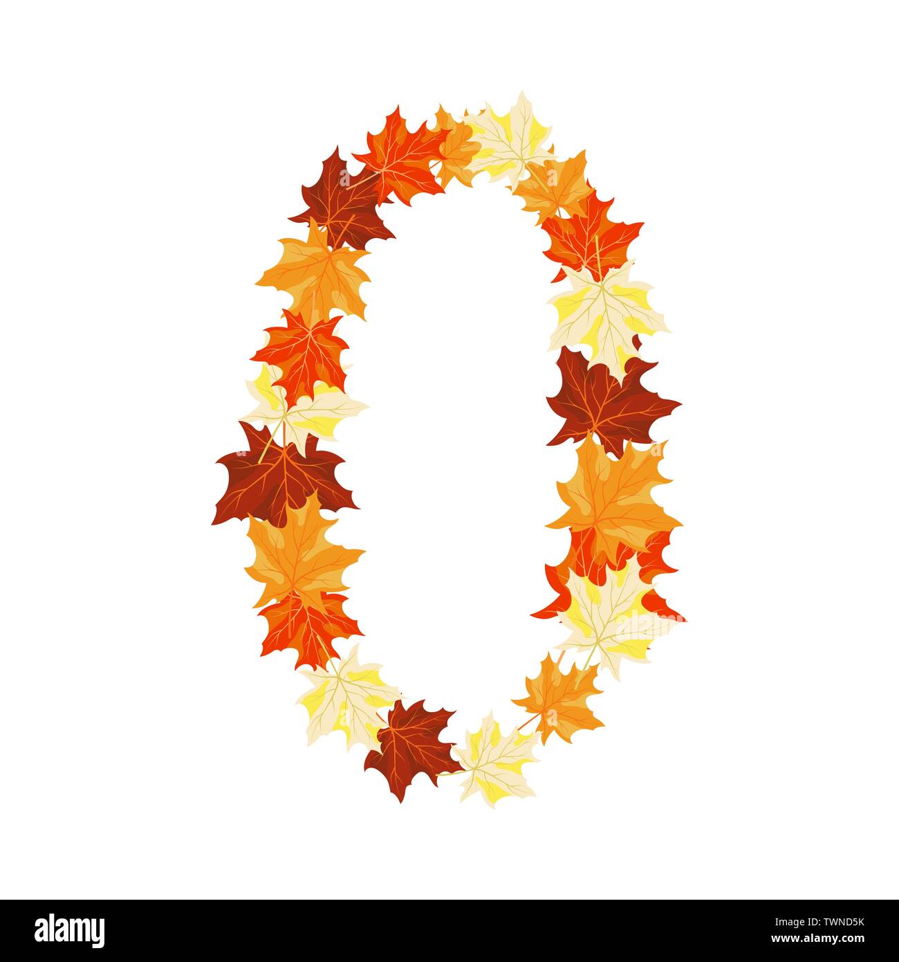 Autumn Maples Leaves Letter. Golden Fall Design. Vector illustration ...