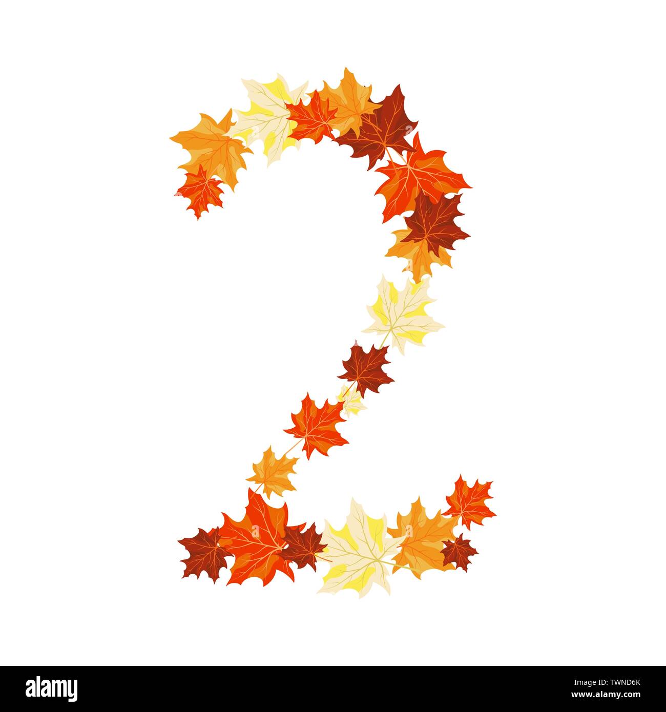 Autumn Maples Leaves Letter. Golden Fall Design. Vector illustration ...