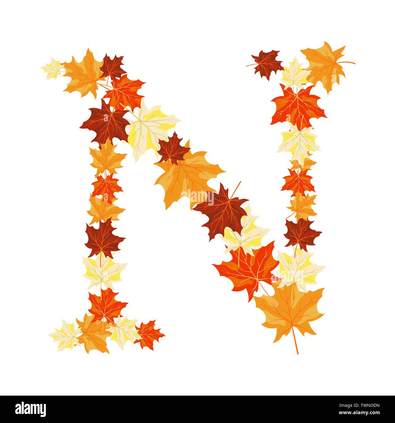 Autumn Maples Leaves Letter. Golden Fall Design. Vector illustration ...