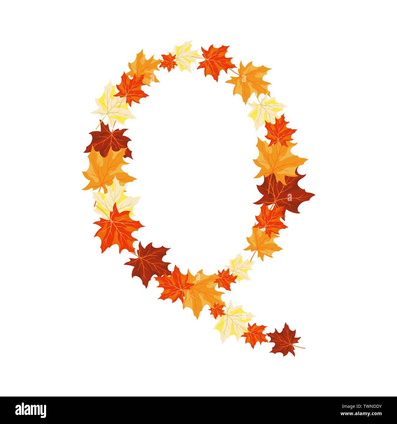 Autumn Maples Leaves Letter. Golden Fall Design. Vector illustration ...
