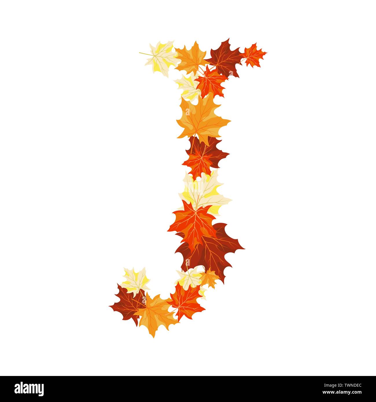 Autumn Maples Leaves Letter. Golden Fall Design. Vector illustration ...