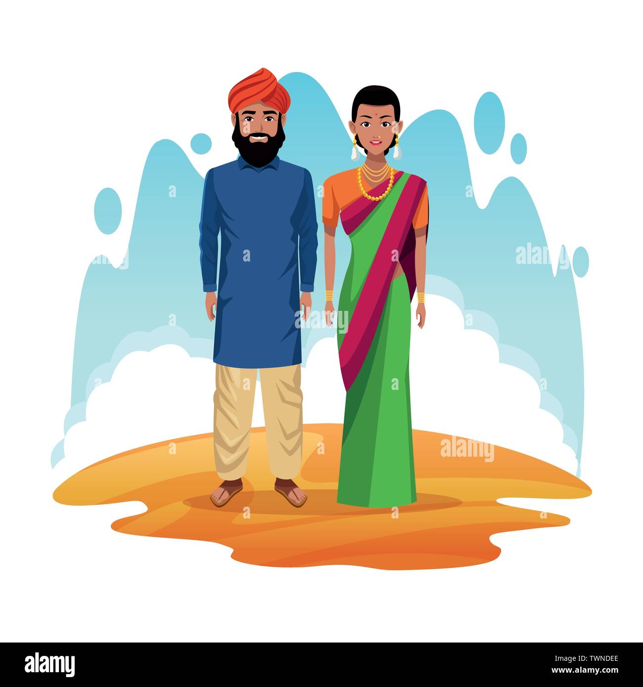 indian couple of india cartoon Stock Vector Image & Art - Alamy