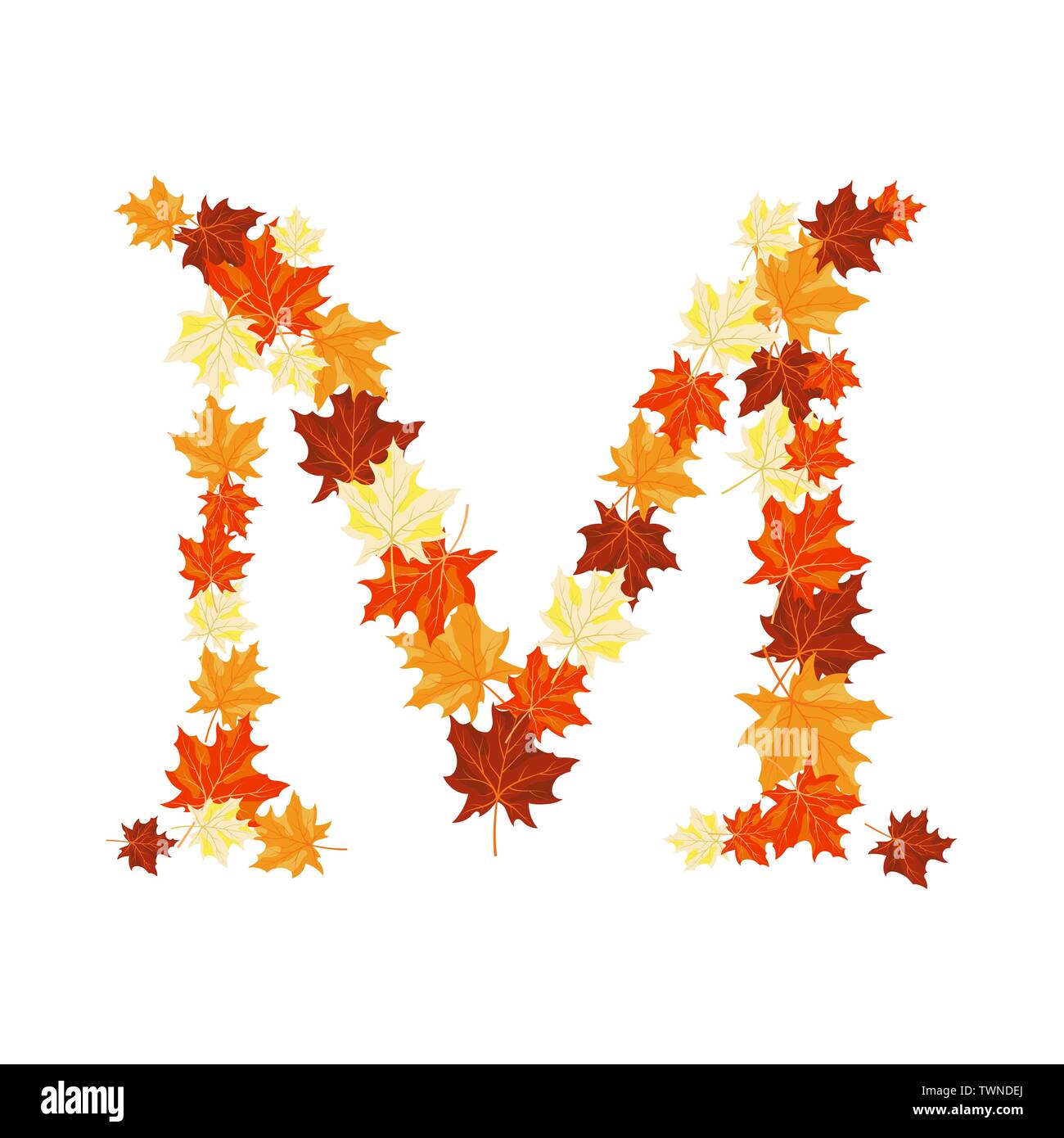 Autumn Maples Leaves Letter. Golden Fall Design. Vector illustration ...