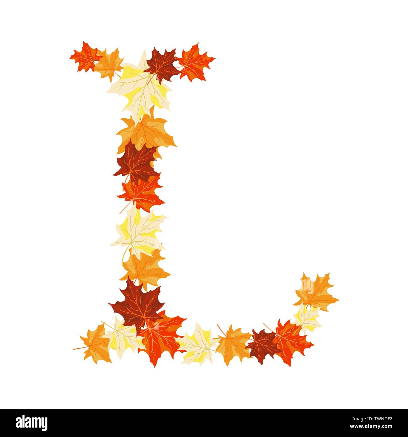 Autumn Maples Leaves Letter. Golden Fall Design. Vector illustration ...