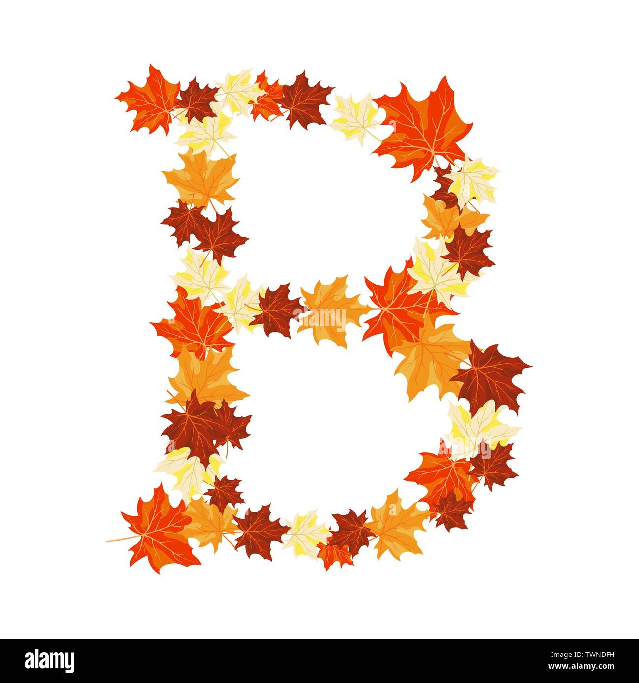 Autumn Maples Leaves Letter. Golden Fall Design. Vector illustration ...