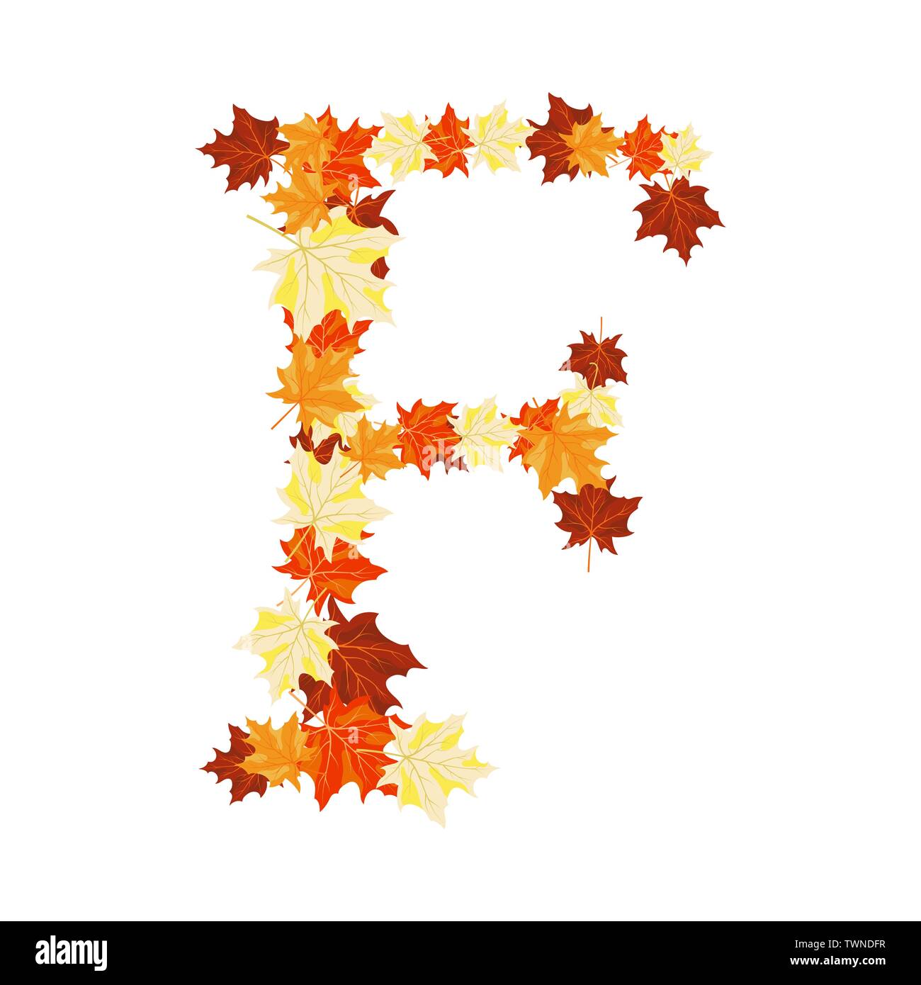 Autumn Maples Leaves Letter. Golden Fall Design. Vector illustration ...