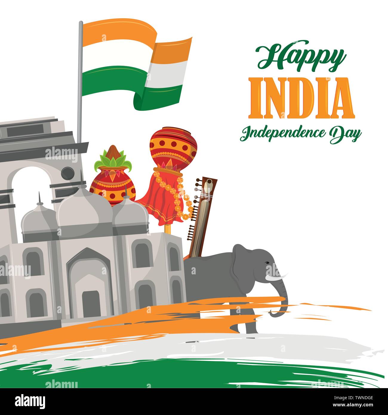 Elephant indian flag Stock Vector Images - Alamy