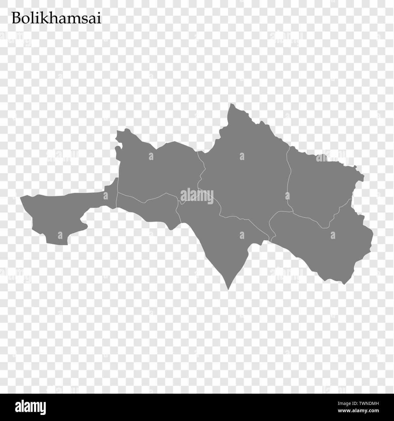 High Quality map of Bolikhamsai is a province of Laos, with borders of ...