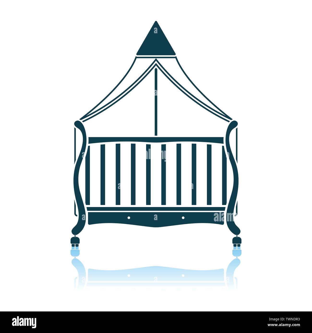 Crib With Canopy Icon. Shadow Reflection Design. Vector Illustration ...