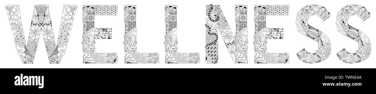 Hand-painted art design. Adult anti-stress coloring page. Black and ...