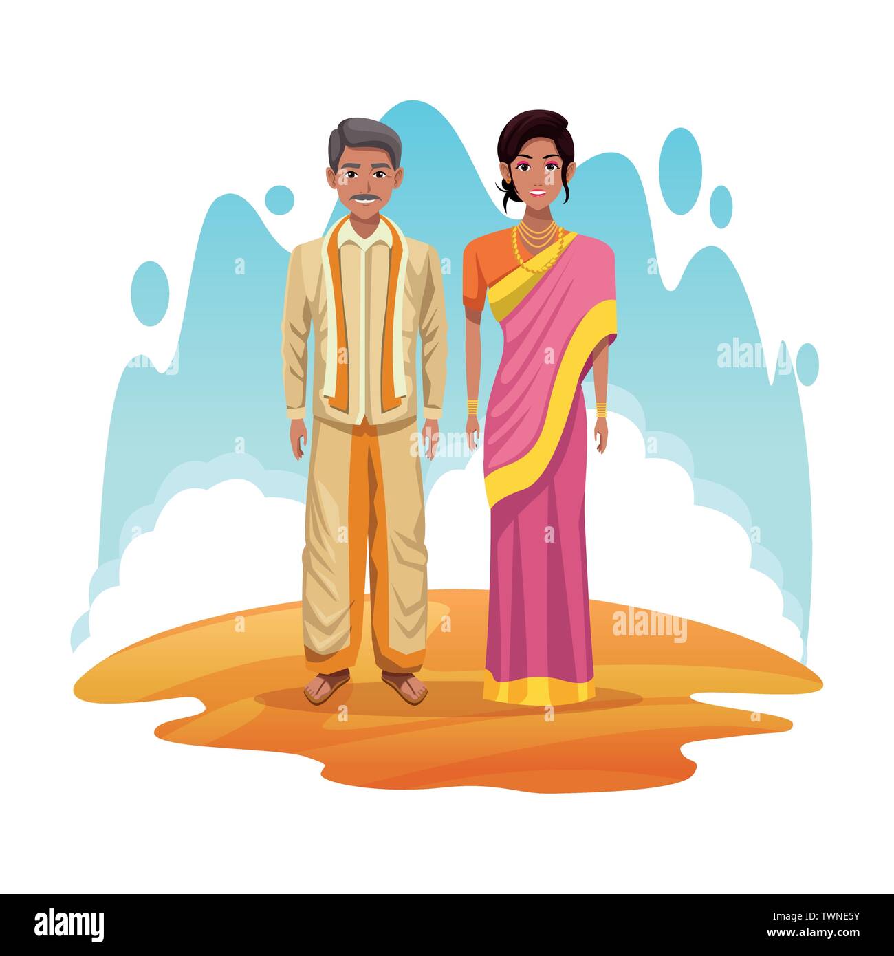 indian couple of india cartoon Stock Vector Image & Art - Alamy