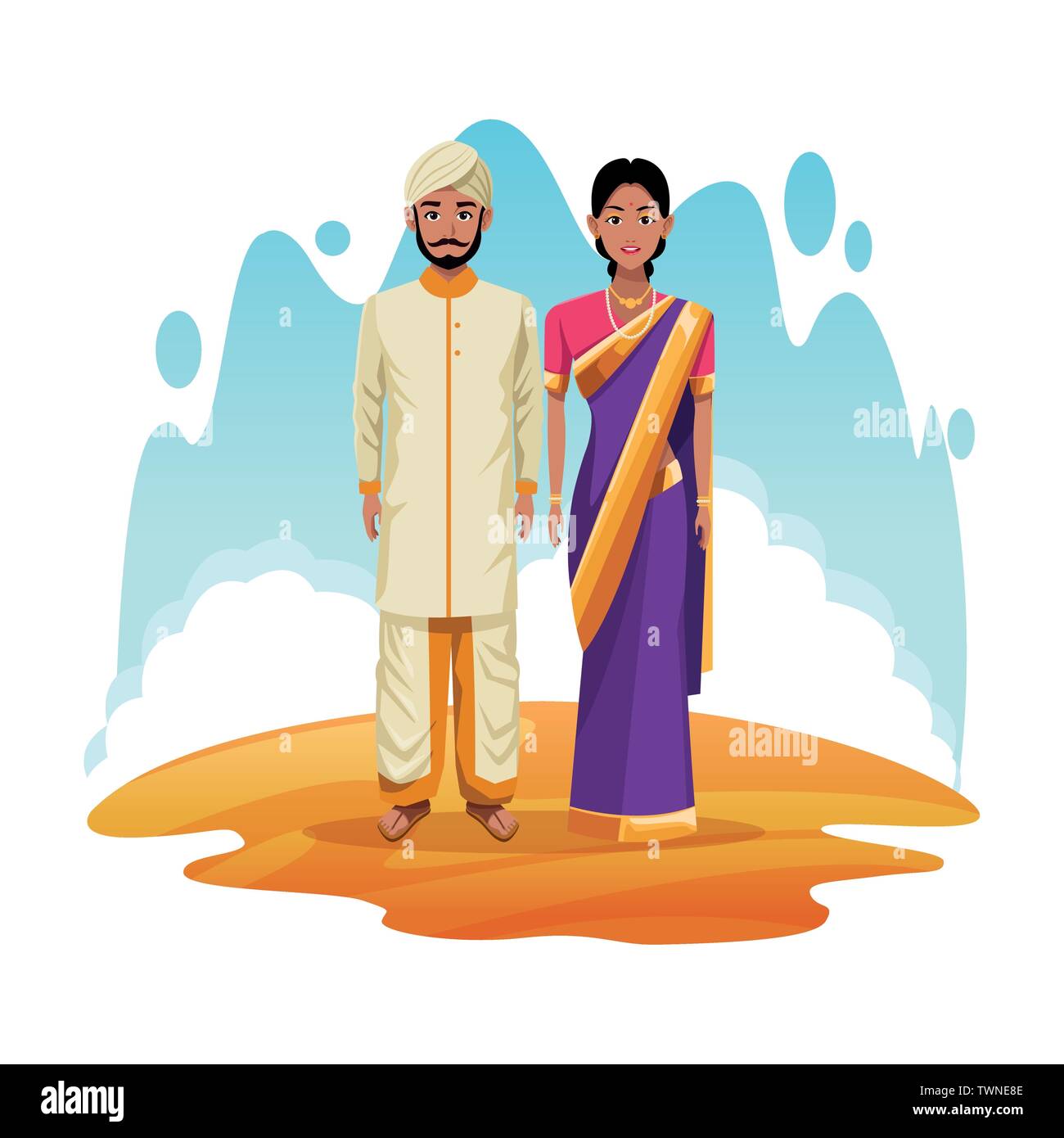 indian couple of india cartoon Stock Vector Image & Art - Alamy