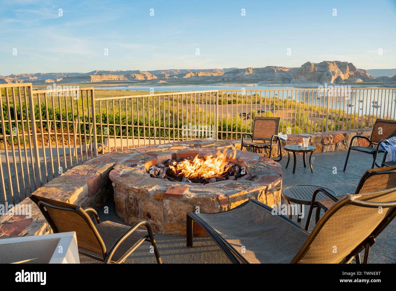 Campfire, sunrise around Lake Powell Resorts & Marinas at Page, Arizona ...