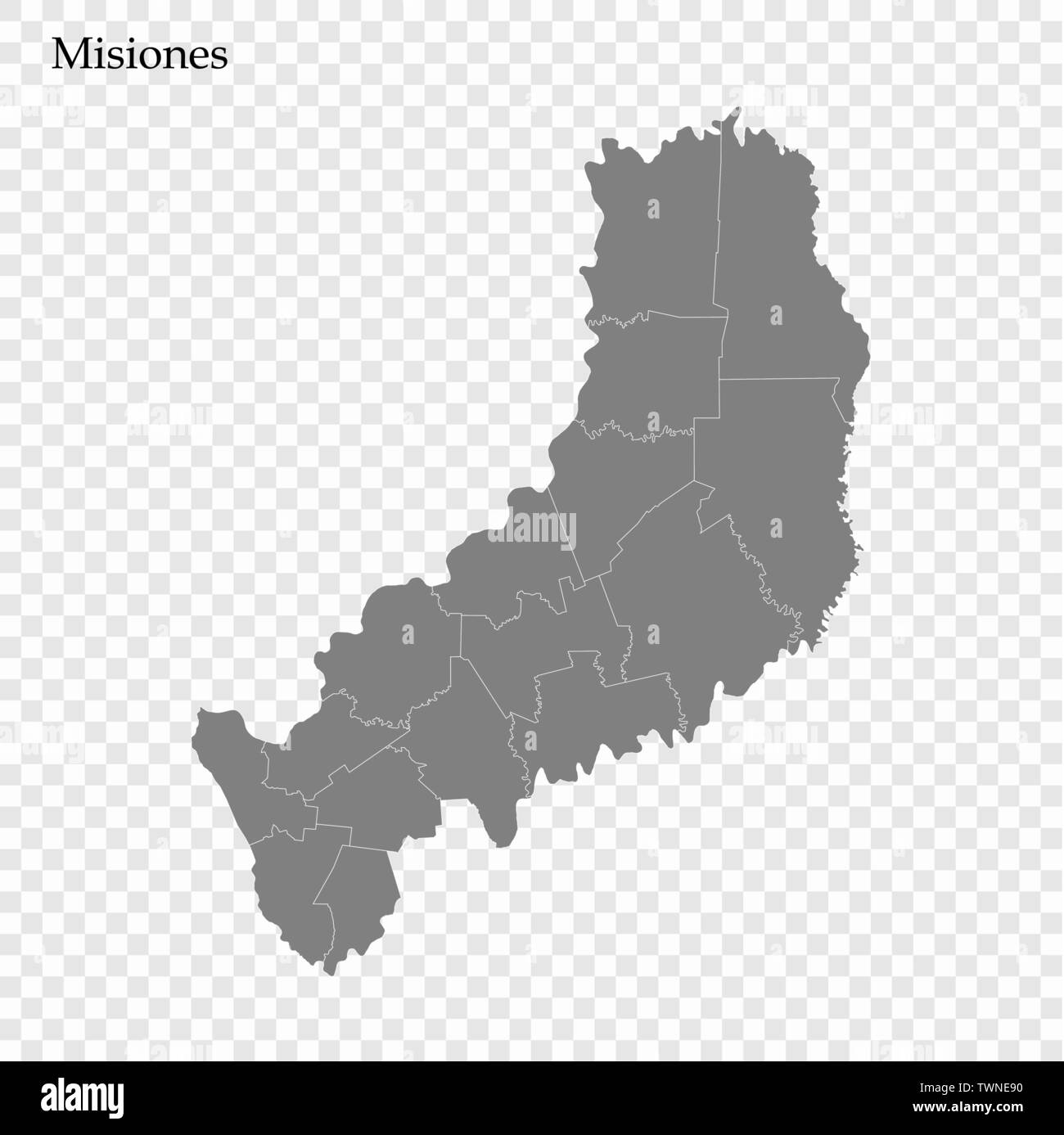 High Quality map of Misiones is a province of Argentina with borders of ...