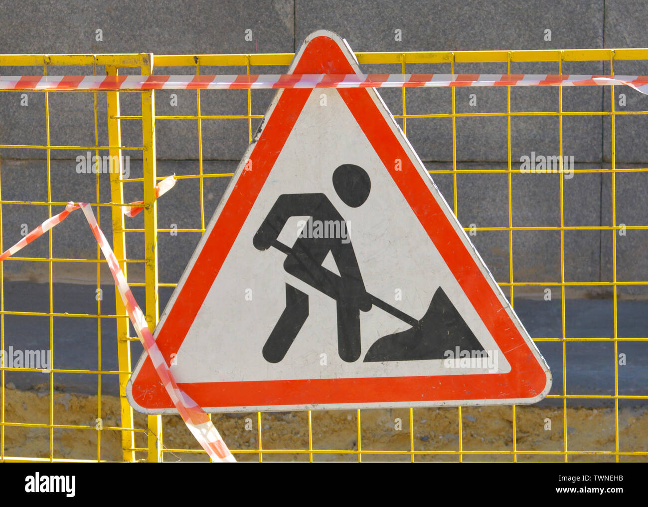 road works sign Stock Photo - Alamy