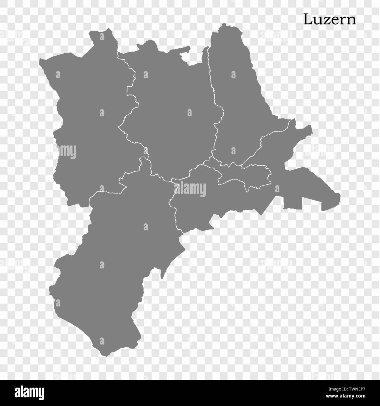 High Quality map of Luzern is a canton of Switzerland, with borders of ...