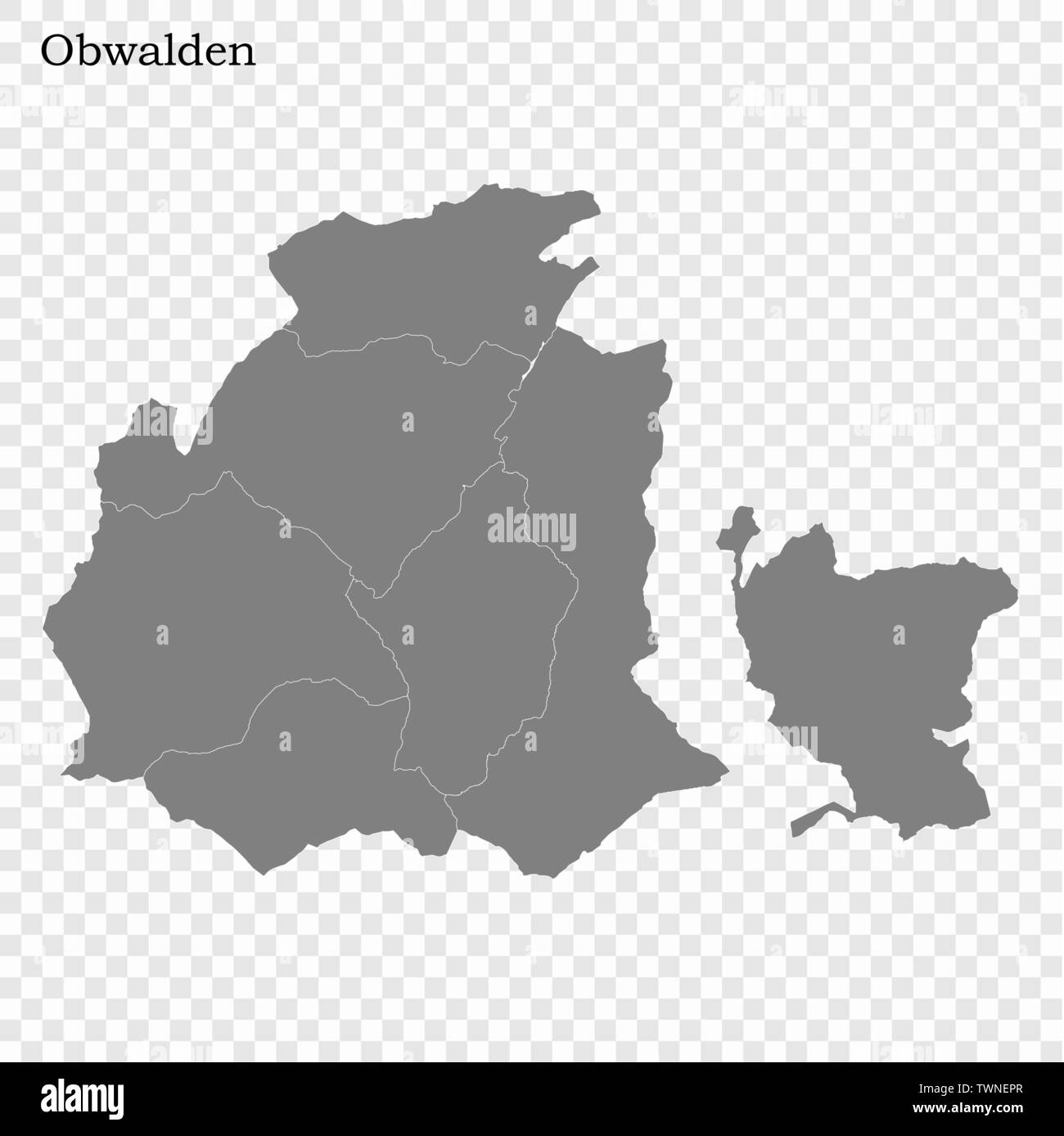 High Quality map of Obwalden is a canton of Switzerland, with borders ...