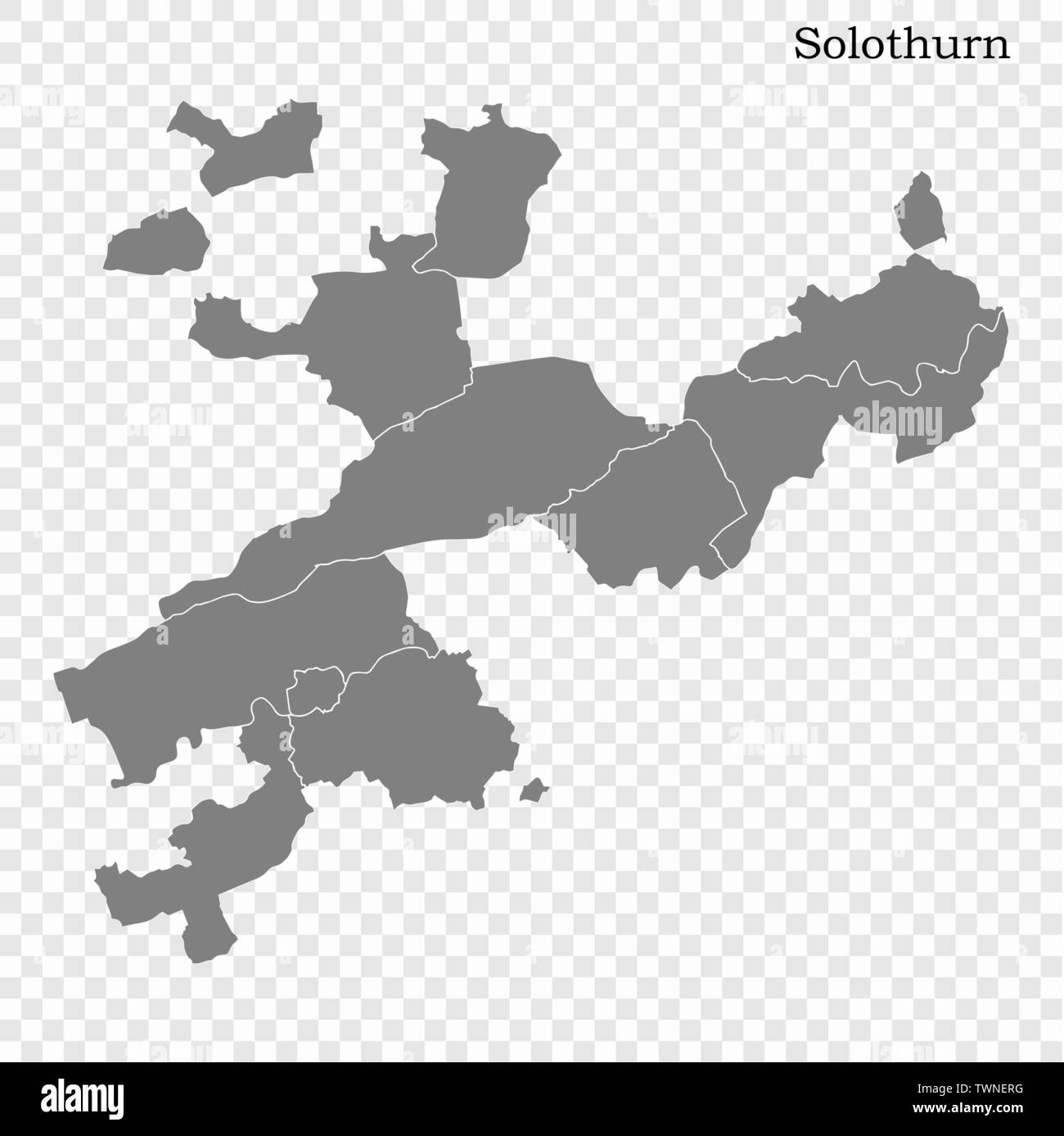 High Quality map of Solothurn is a canton of Switzerland, with borders ...