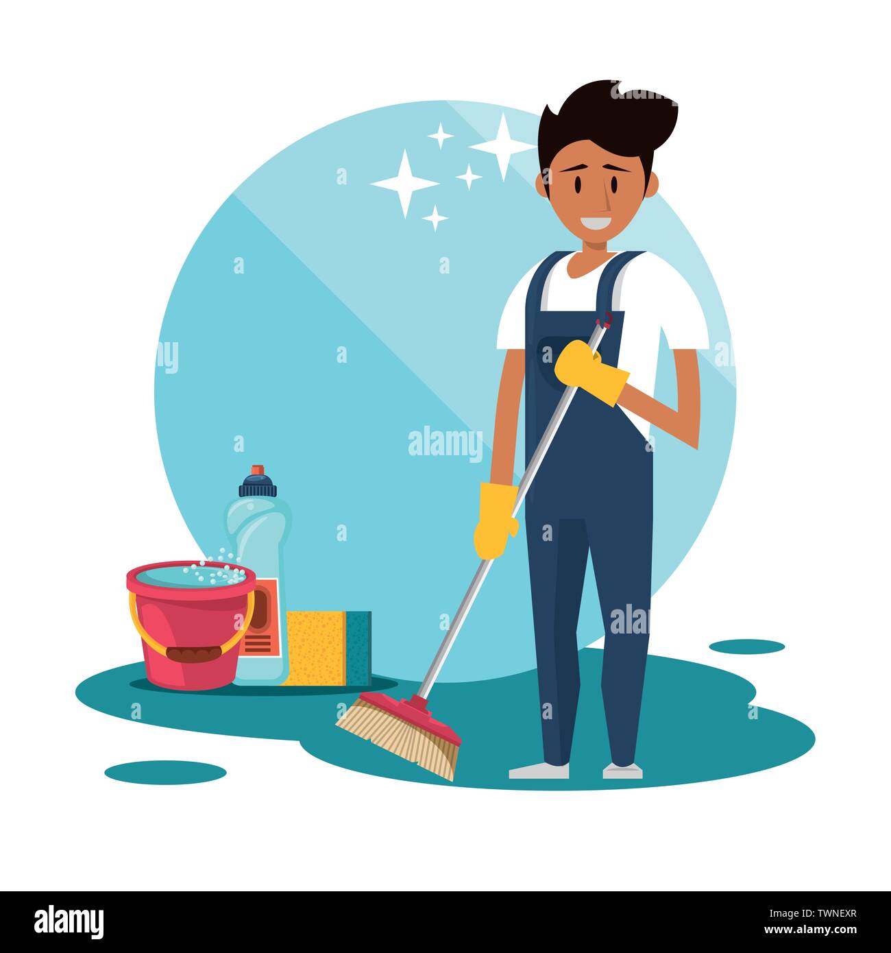 Cleaner with cleaning products housekeeping service Stock Vector Image ...