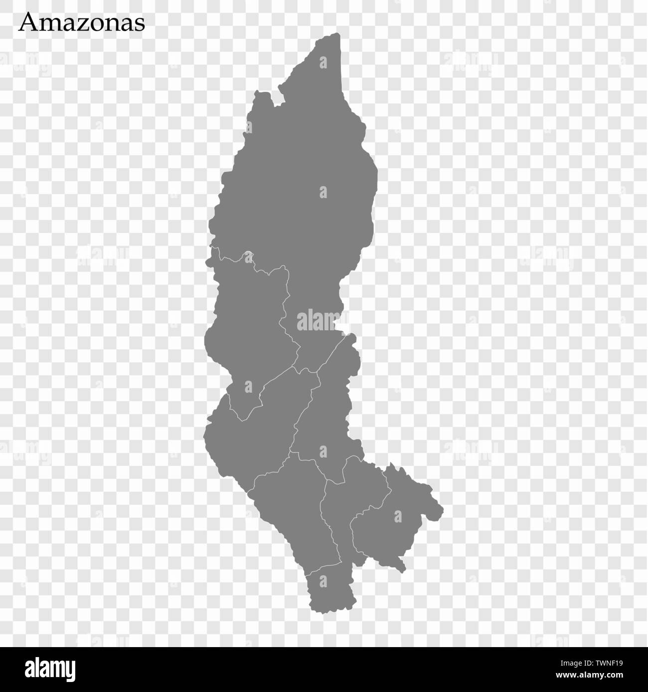High Quality map of Amazonas is a province of Peru, with borders of the ...