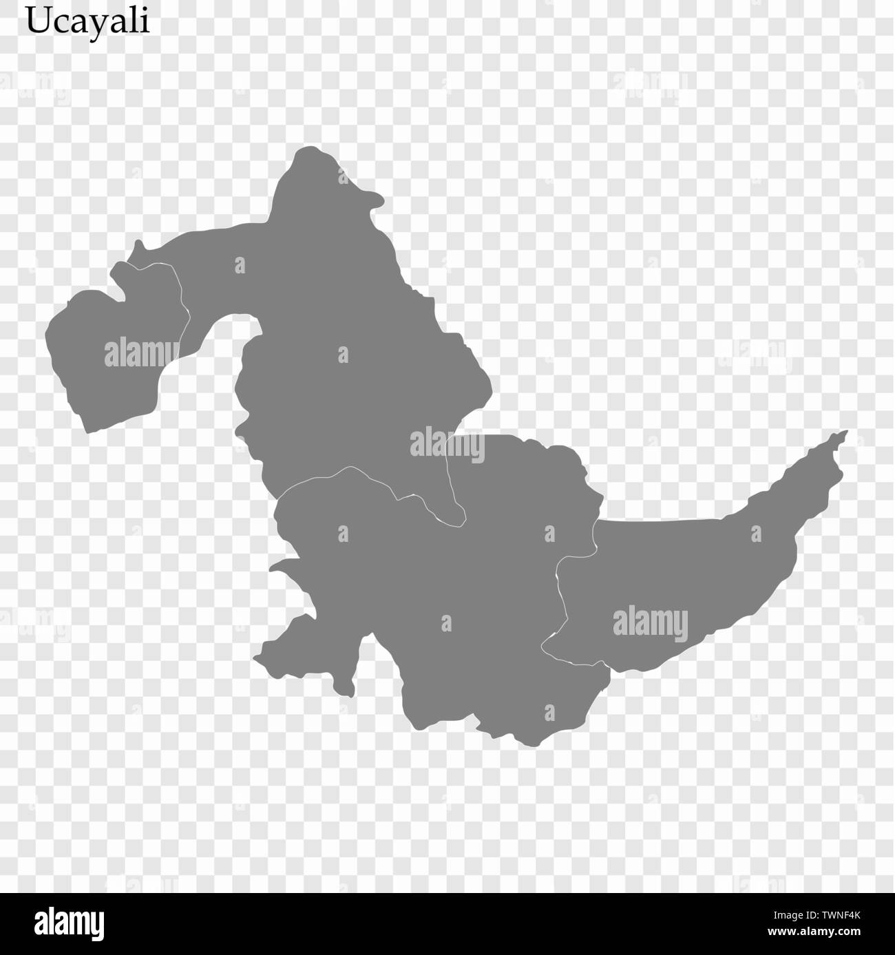 High Quality map of Ucayali is a province of Peru, with borders of the ...