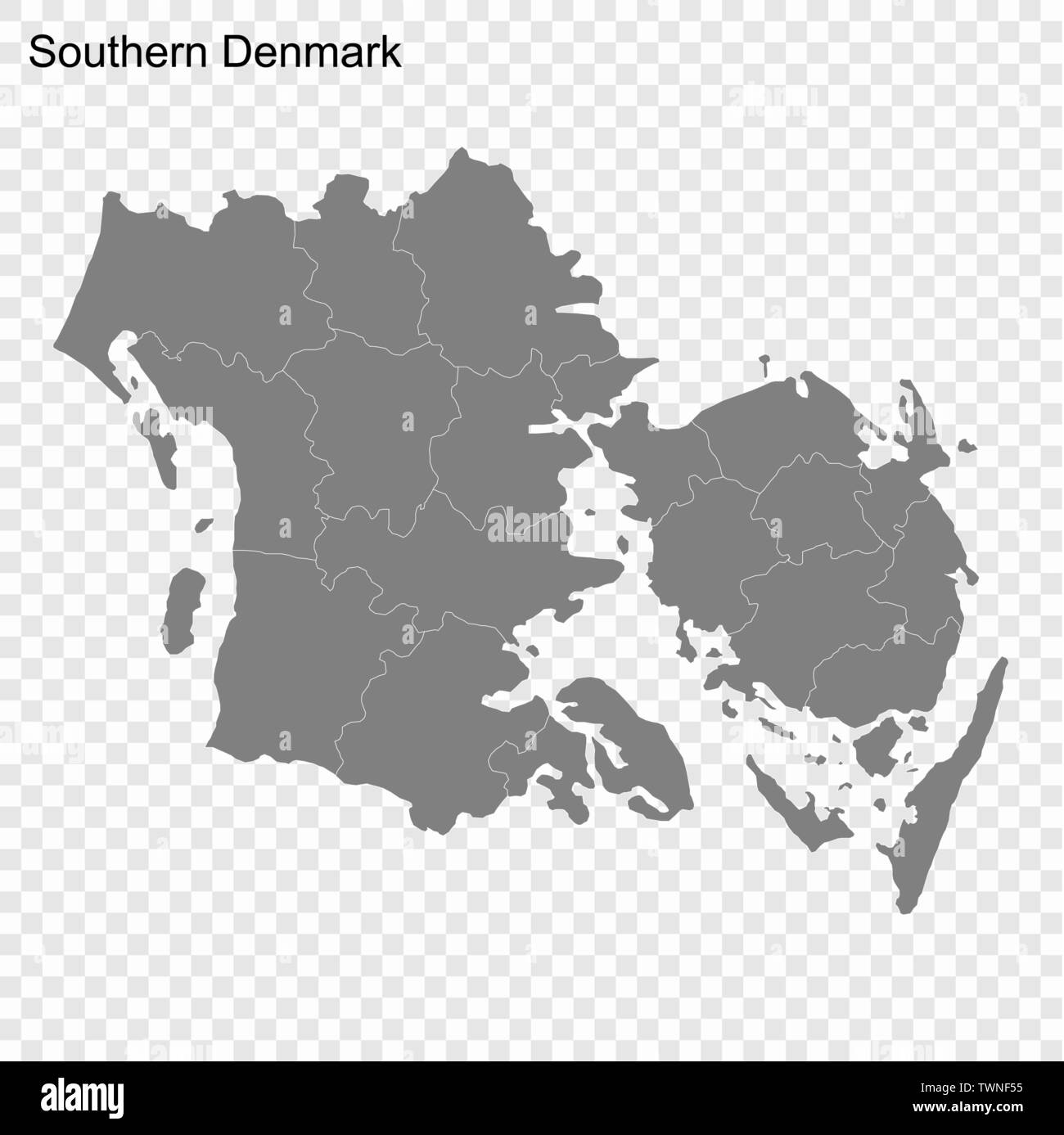 High Quality map of Southern Denmark is a region of Denmark, with ...