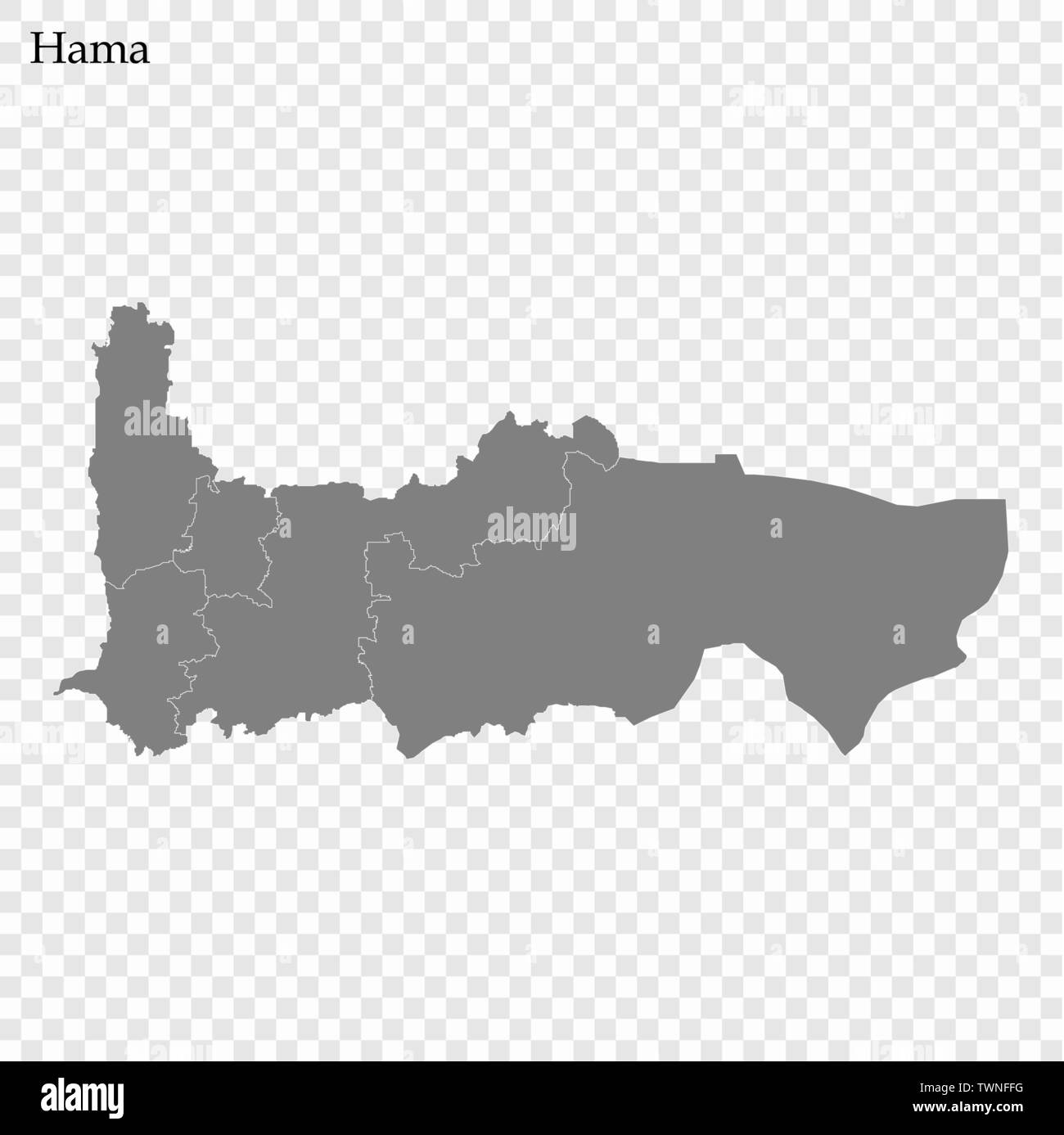 High Quality map of Hma is a governorate of Syria, with borders of the ...