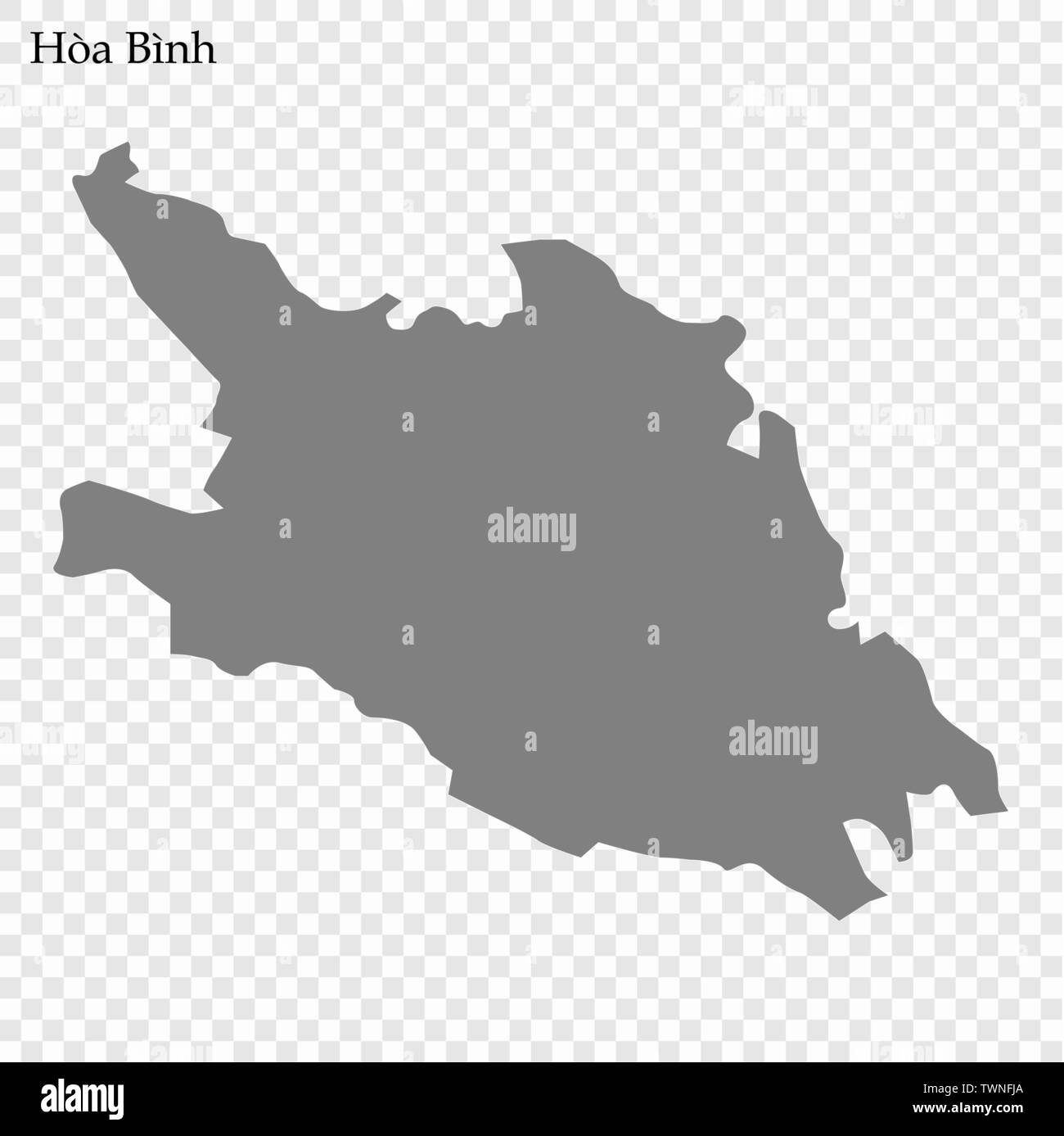 High Quality map of Hoa Binh is a province of Vietnam Stock Vector ...