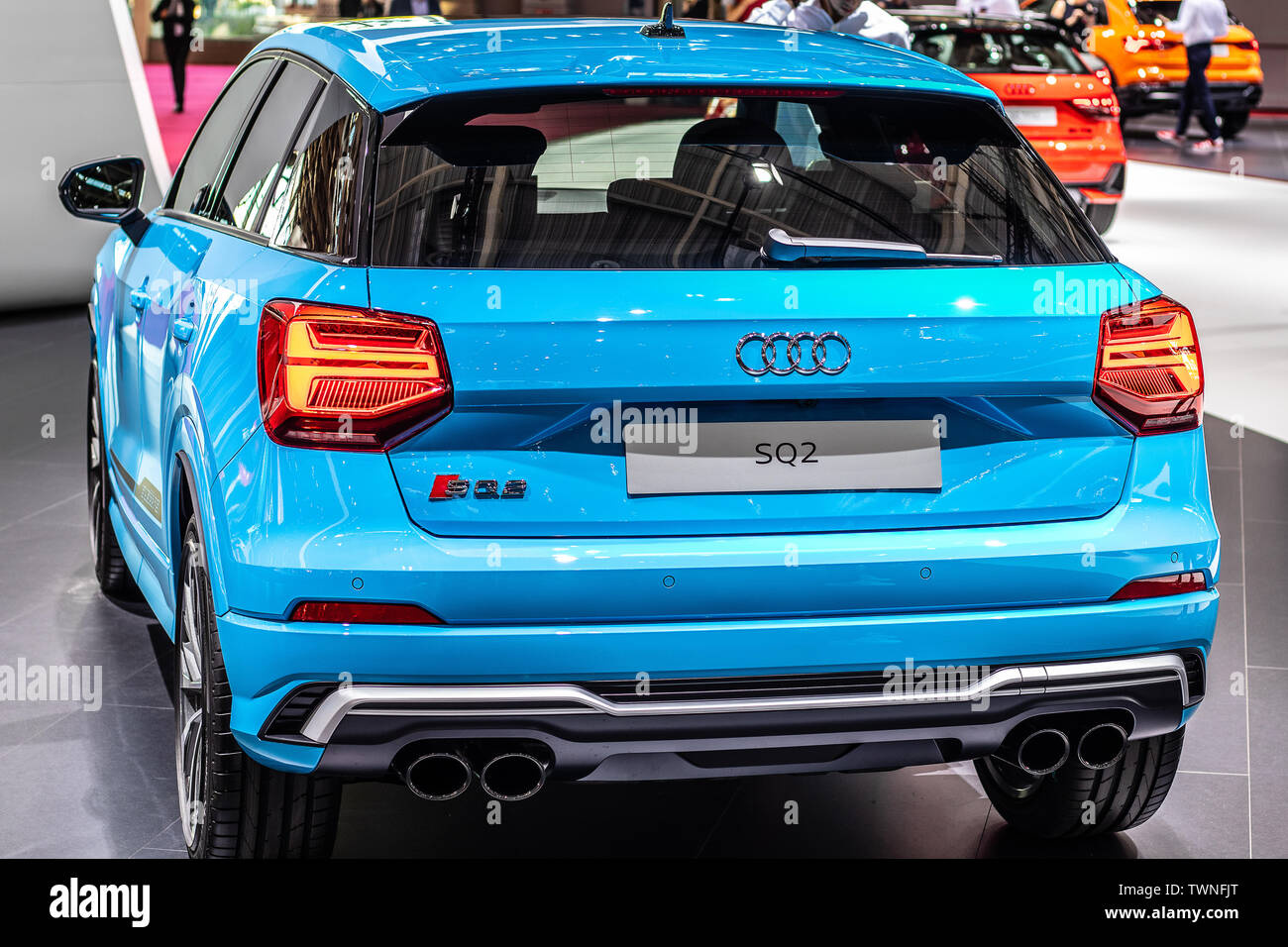 Paris, France, October 02, 2018: metallic blue Audi SQ2 quattro at ...