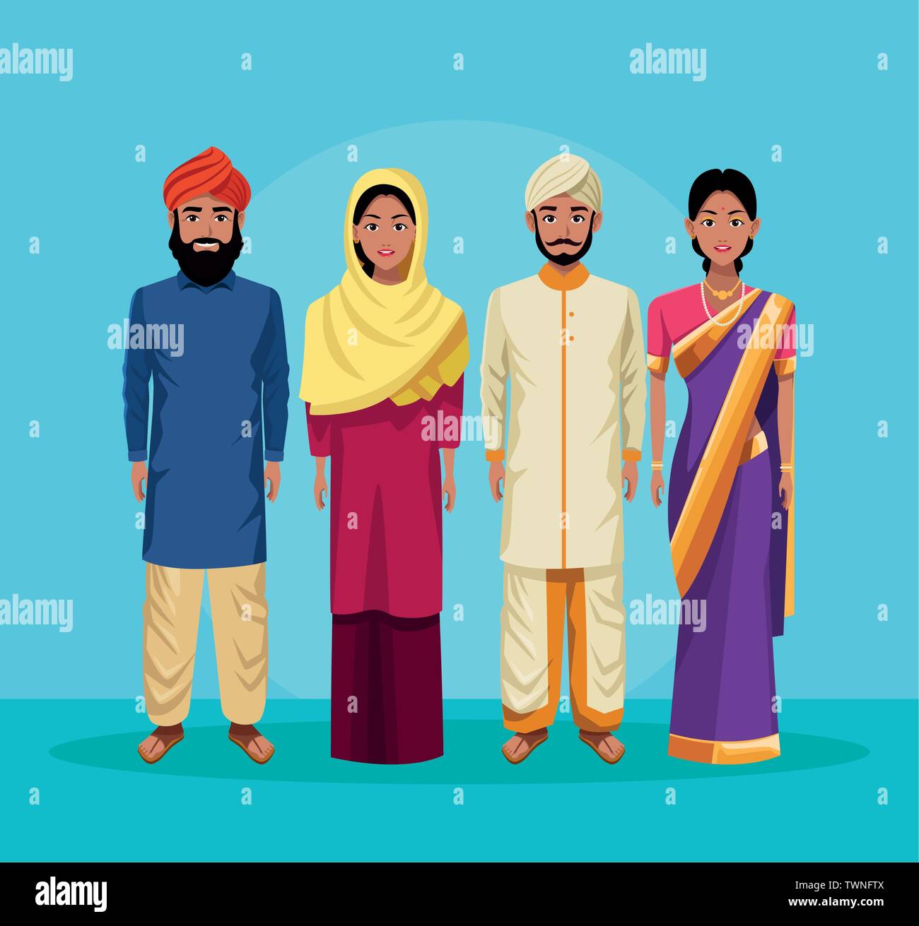 indian group of india cartoon Stock Vector Image & Art - Alamy