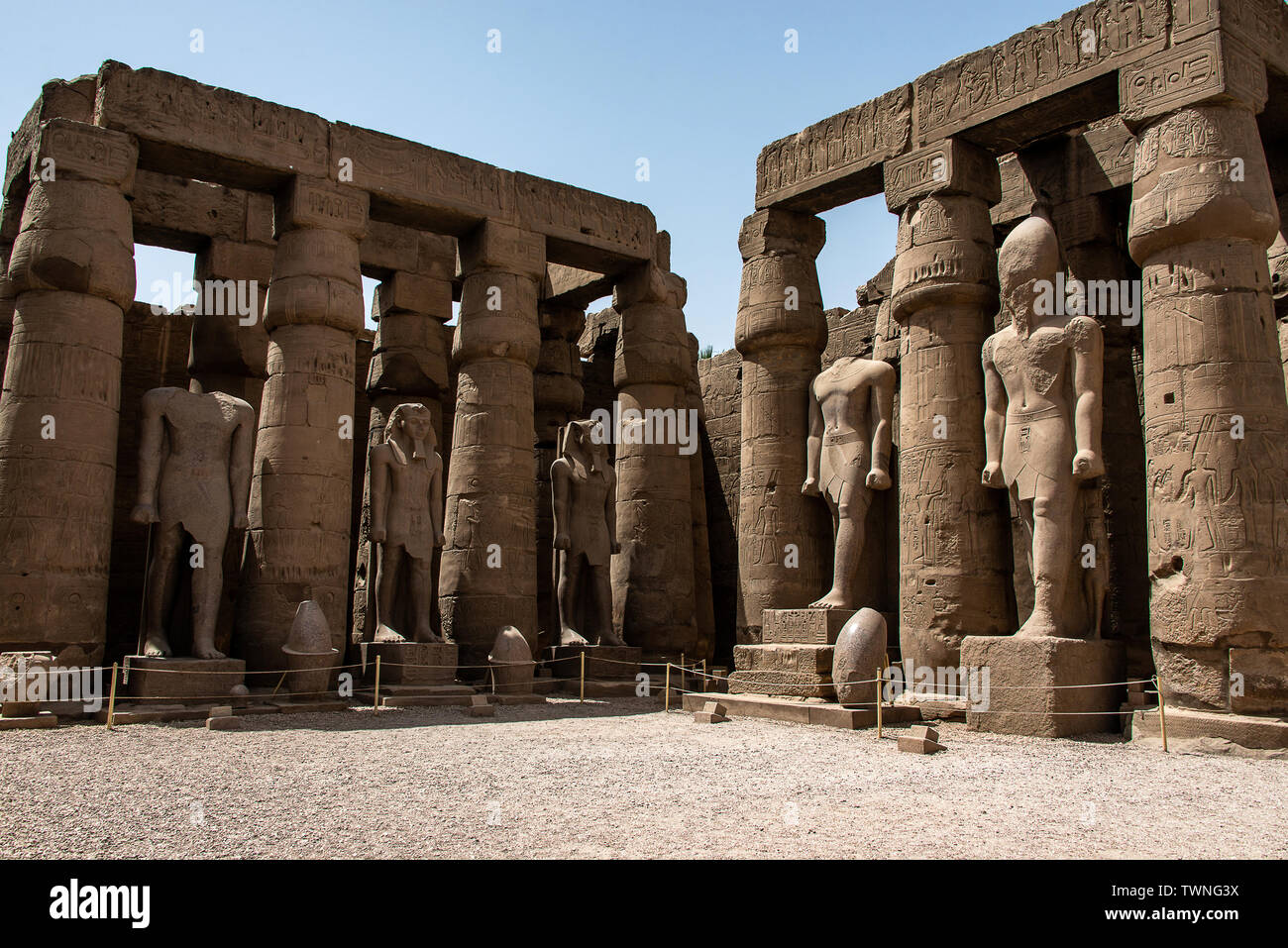Ancient Sculptures and columns hieroglyphs and relief engravings carved ...