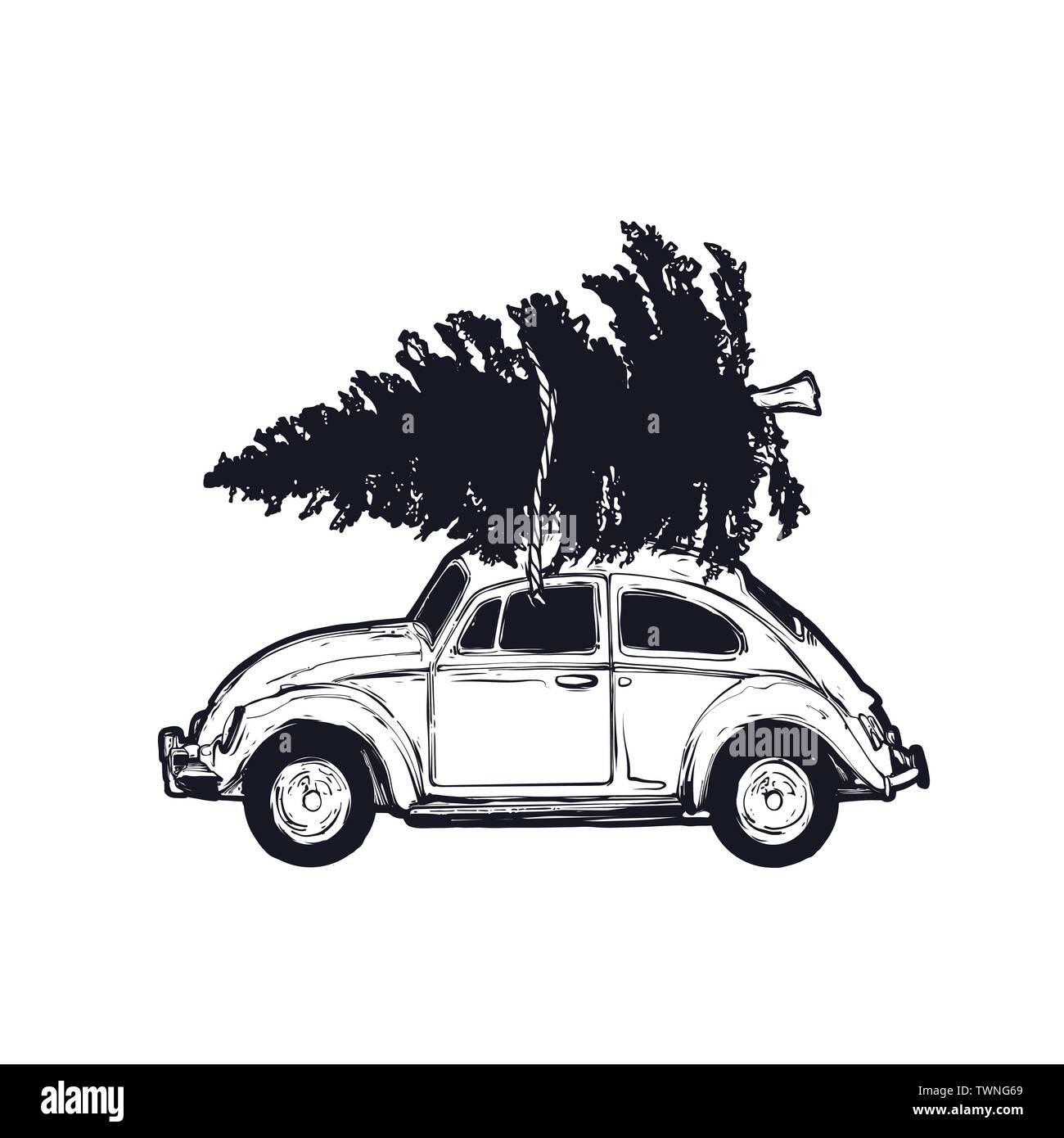 Watercolor vector illustration gift Black and White Stock Photos ...