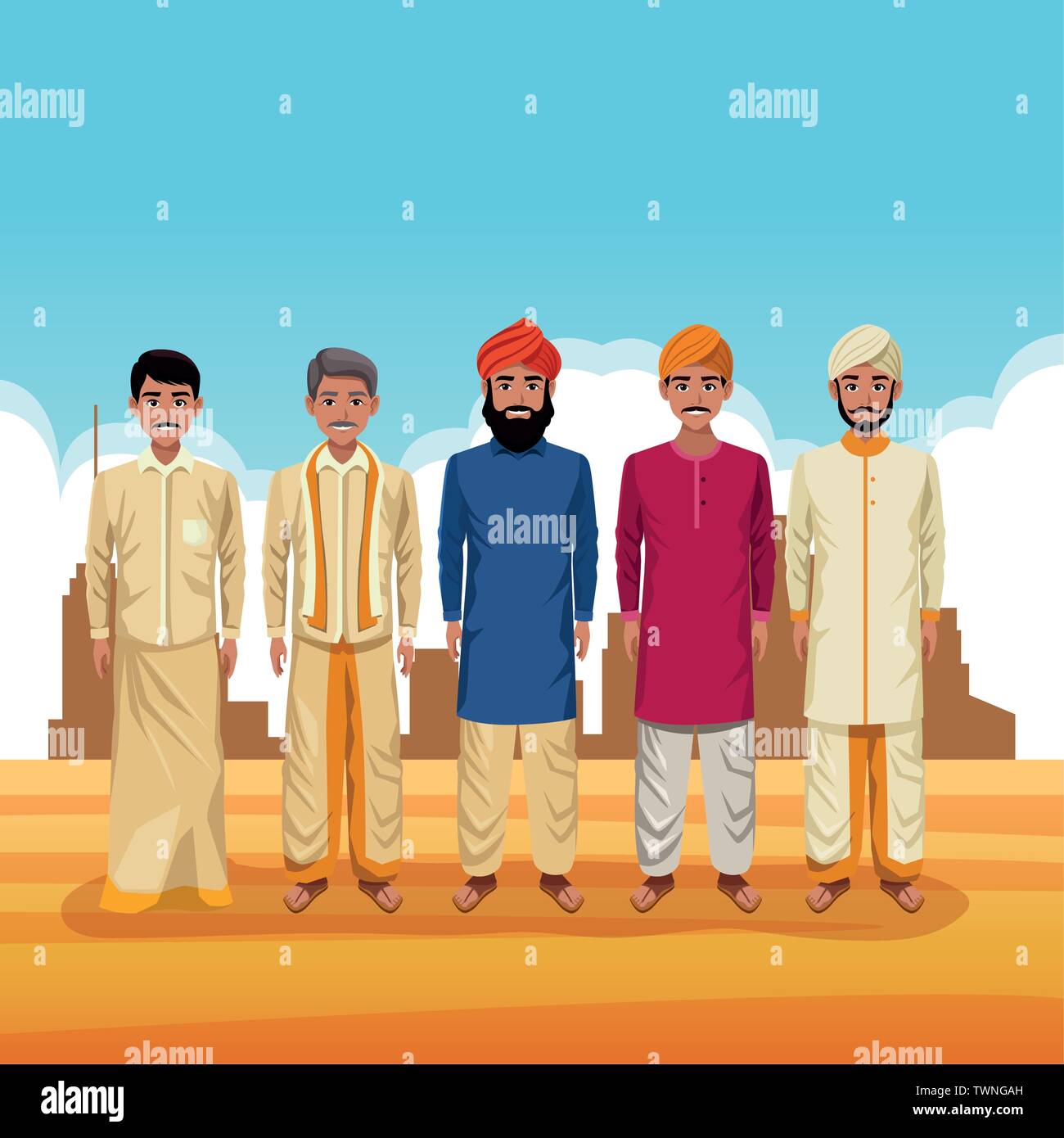 indian group of india cartoon Stock Vector Image & Art - Alamy