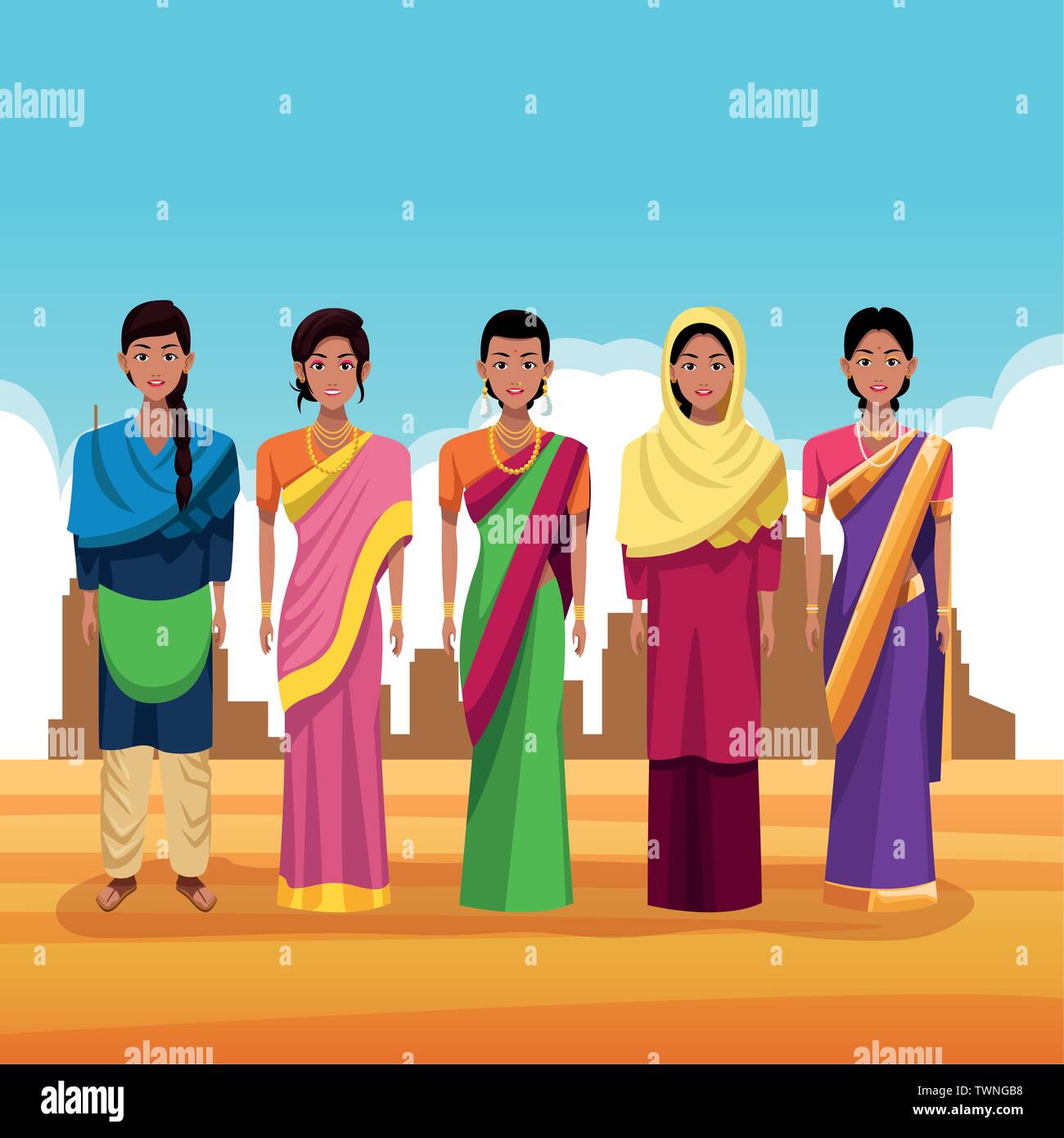 indian group of india cartoon Stock Vector Image & Art - Alamy