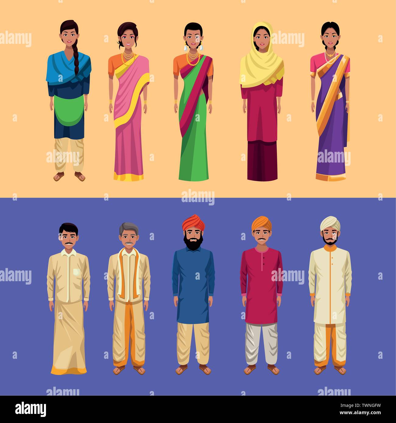 indian group of india cartoon Stock Vector Image & Art - Alamy