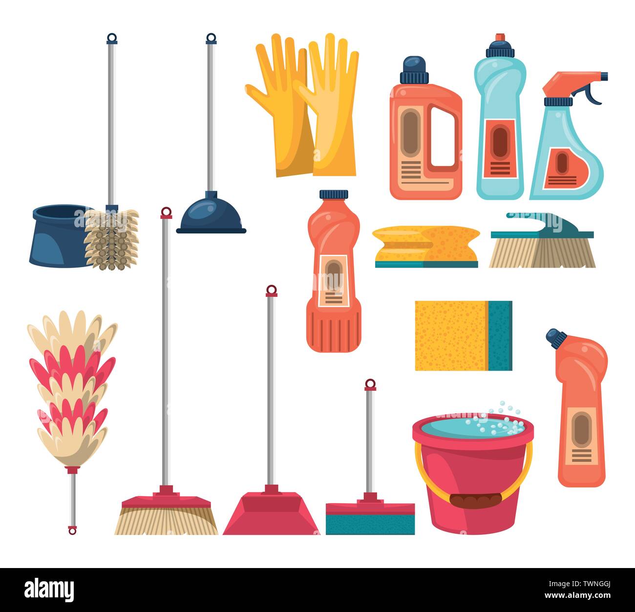 Brushes house cleaning on Stock Vector Images - Alamy