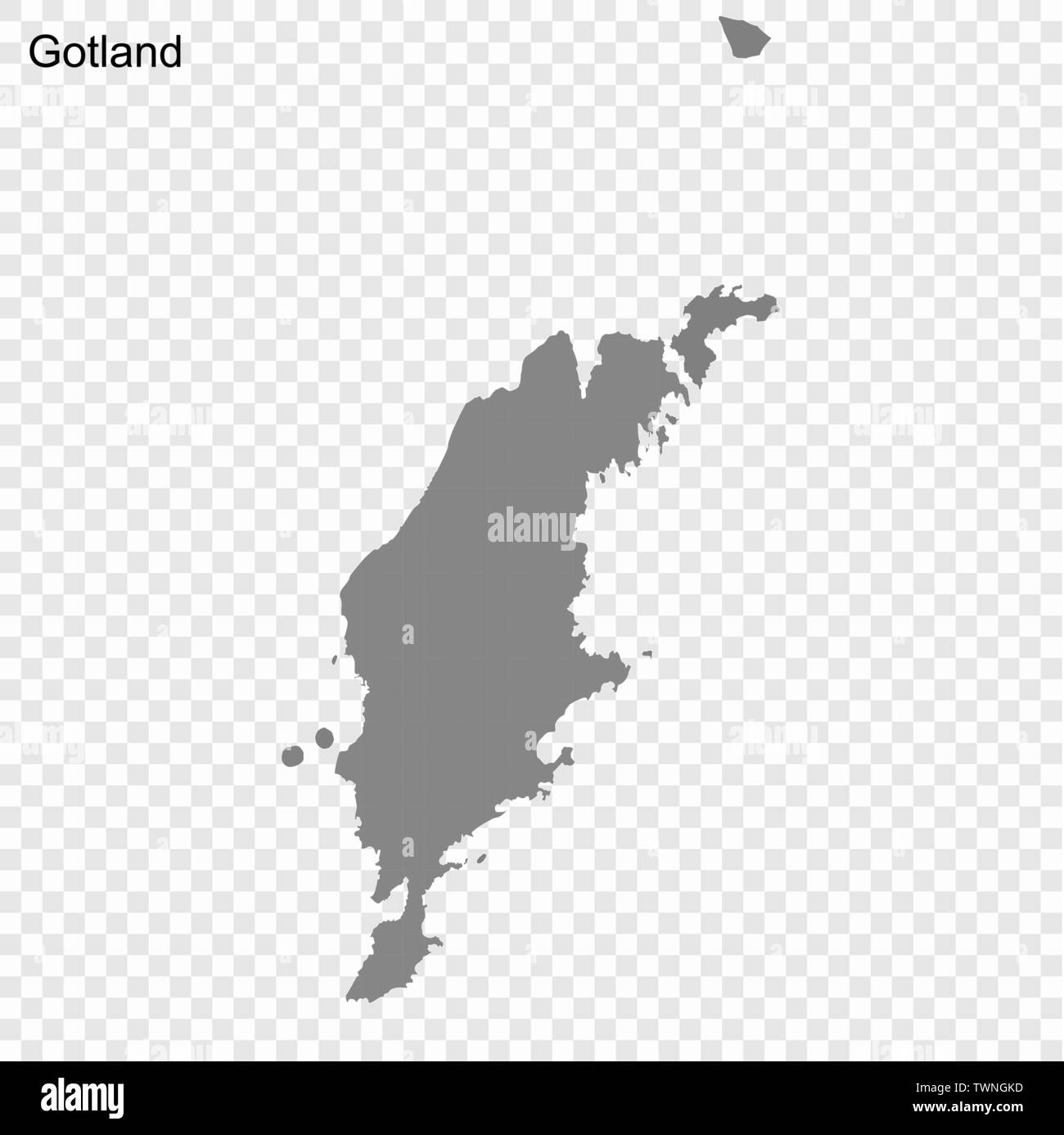 High Quality map of Gotland is a county of Sweden, with borders of the ...