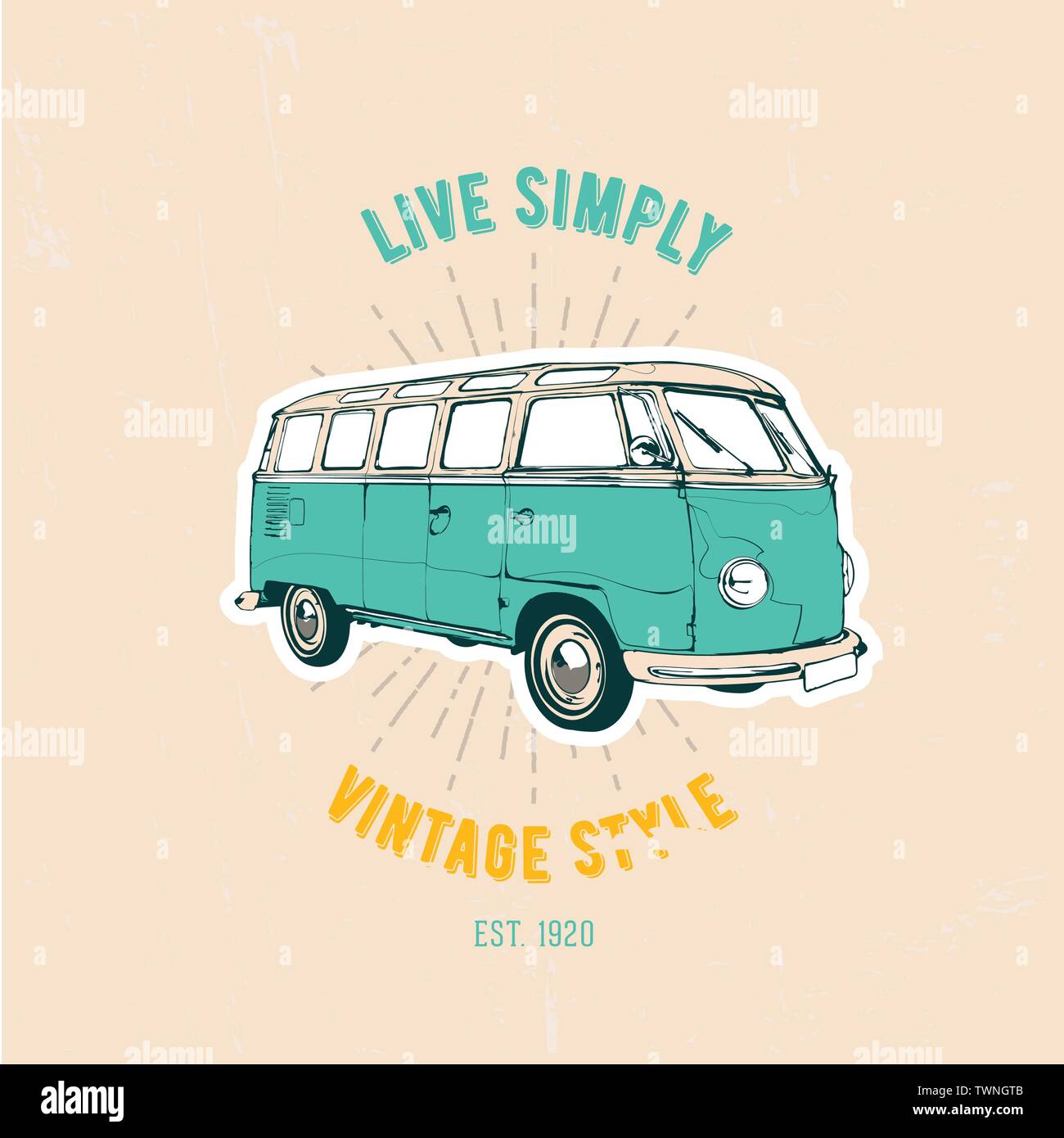 Line vector illustration - Vintage van Stock Vector Image & Art - Alamy