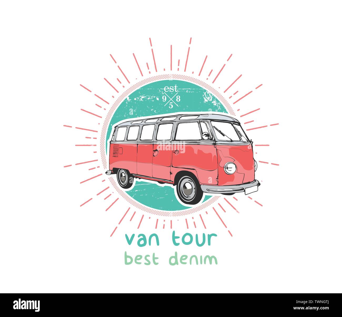 Line vector illustration - Vintage van Stock Vector Image & Art - Alamy