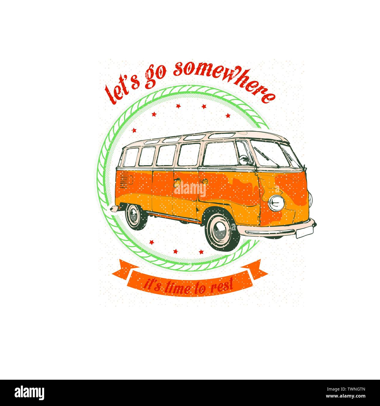 Line vector illustration - Vintage van Stock Vector Image & Art - Alamy