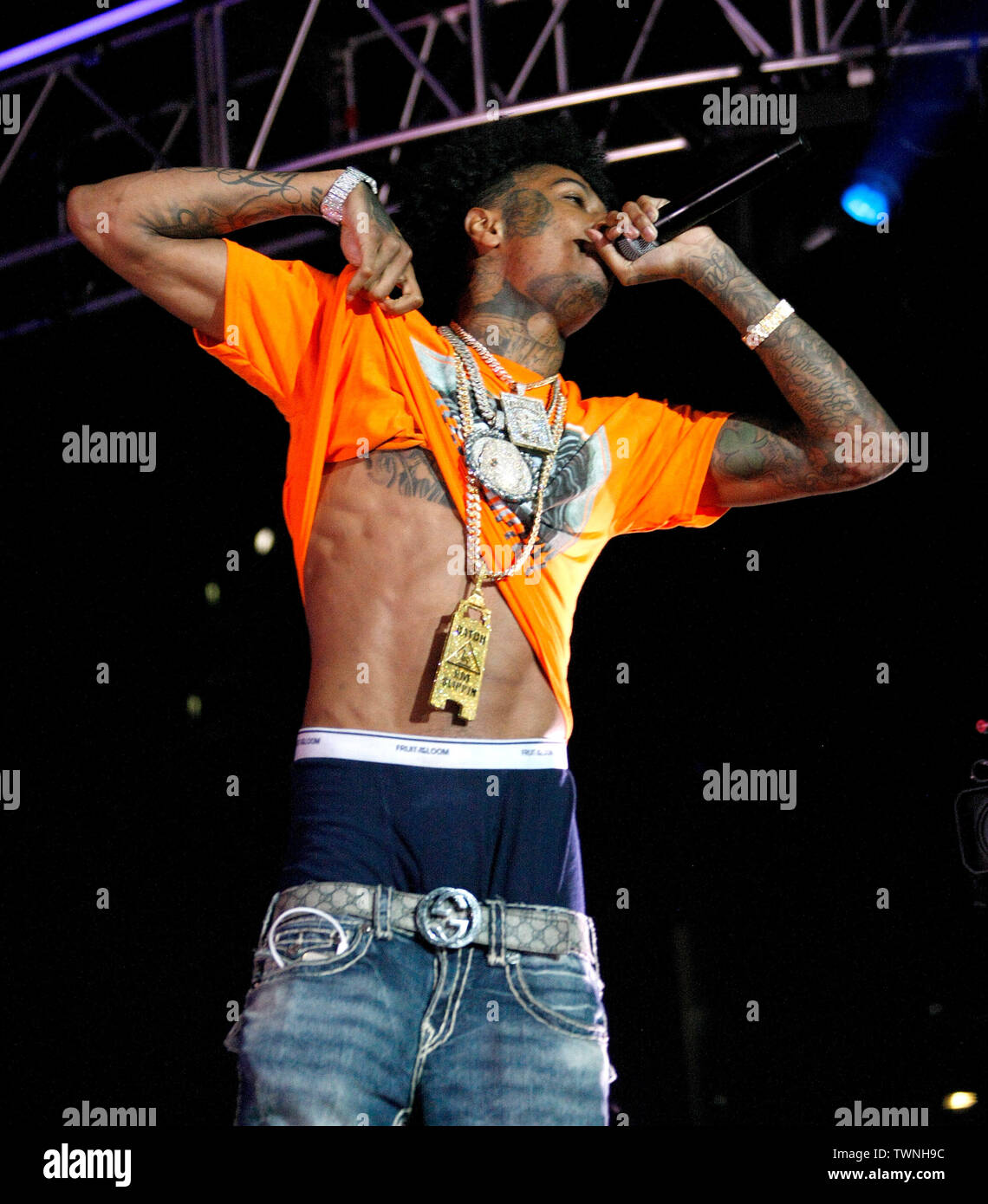 LOS ANGELES, CALIFORNIA - JUNE 21: Blueface performs onstage at the ...