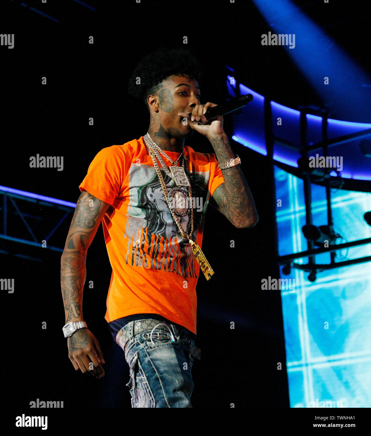 LOS ANGELES, CALIFORNIA - JUNE 21: Blueface performs onstage at the ...