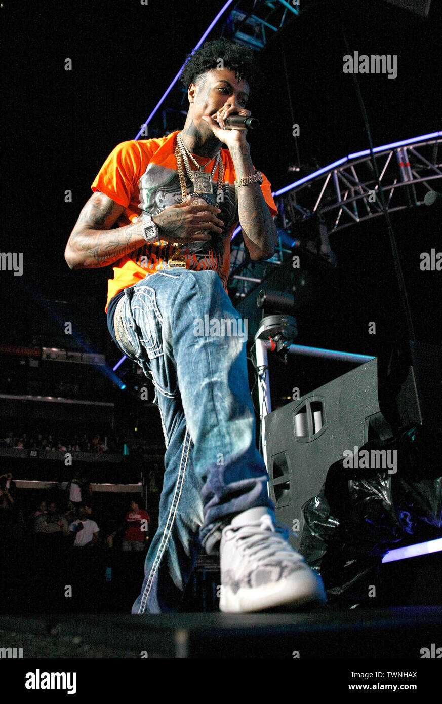 LOS ANGELES, CALIFORNIA - JUNE 21: Blueface performs onstage at the ...