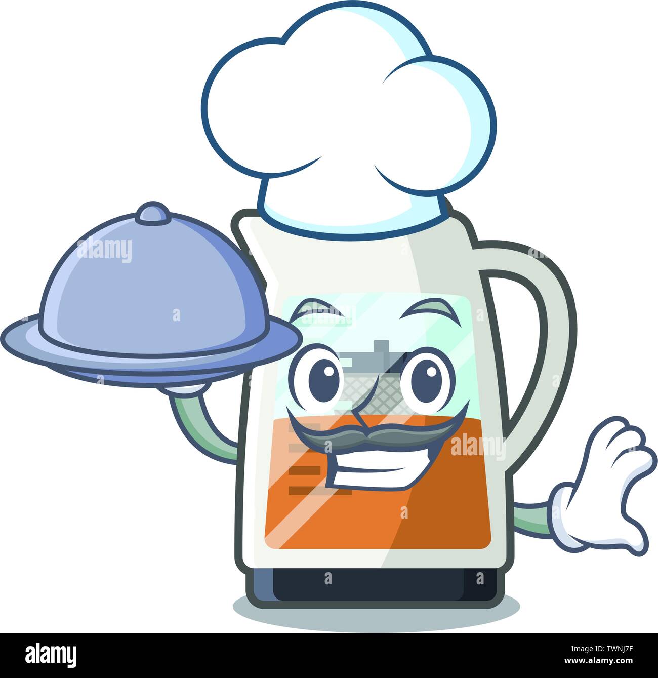 Chef with food tea maker is served in cartoon bottle Stock Vector Image ...