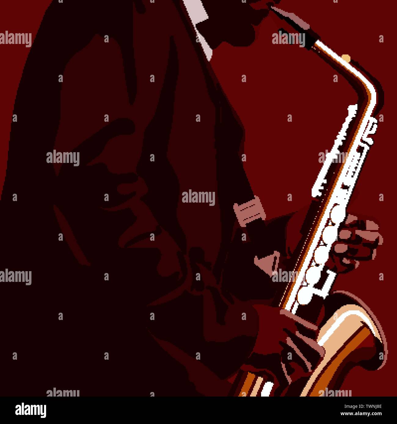 Old man playing saxophone Stock Vector Images - Alamy