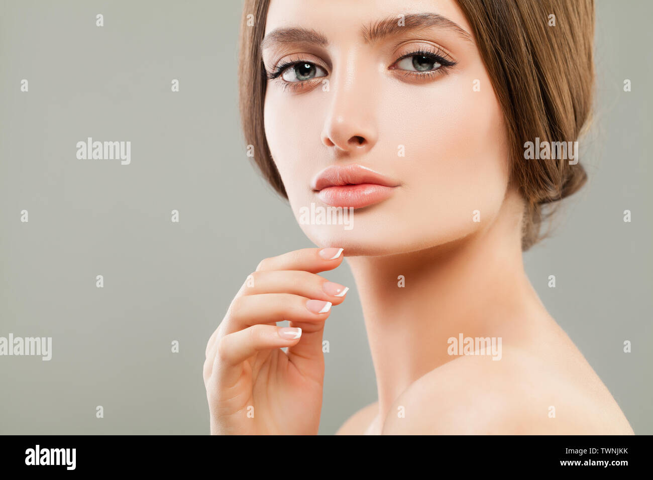 Hand manicured nails face hi-res stock photography and images - Alamy