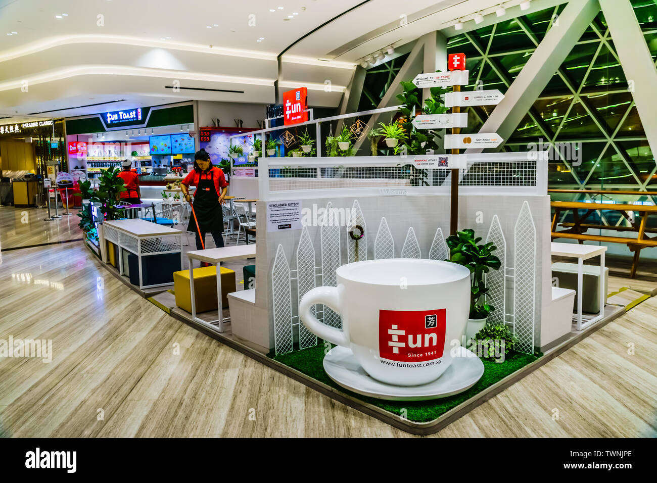 Singapore - Jun 18, 2019: Fun Toast at Jewel. Jewel Changi Airport is a ...